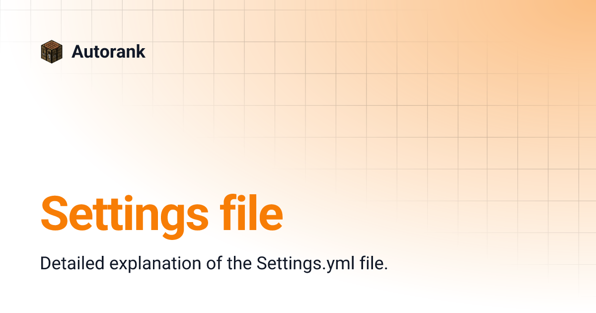 Settings file | Autorank
